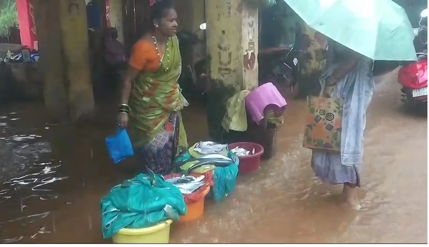 Pernem Fish Market Flooded Amid Heavy Rain, Highlighting Infrastructure ...
